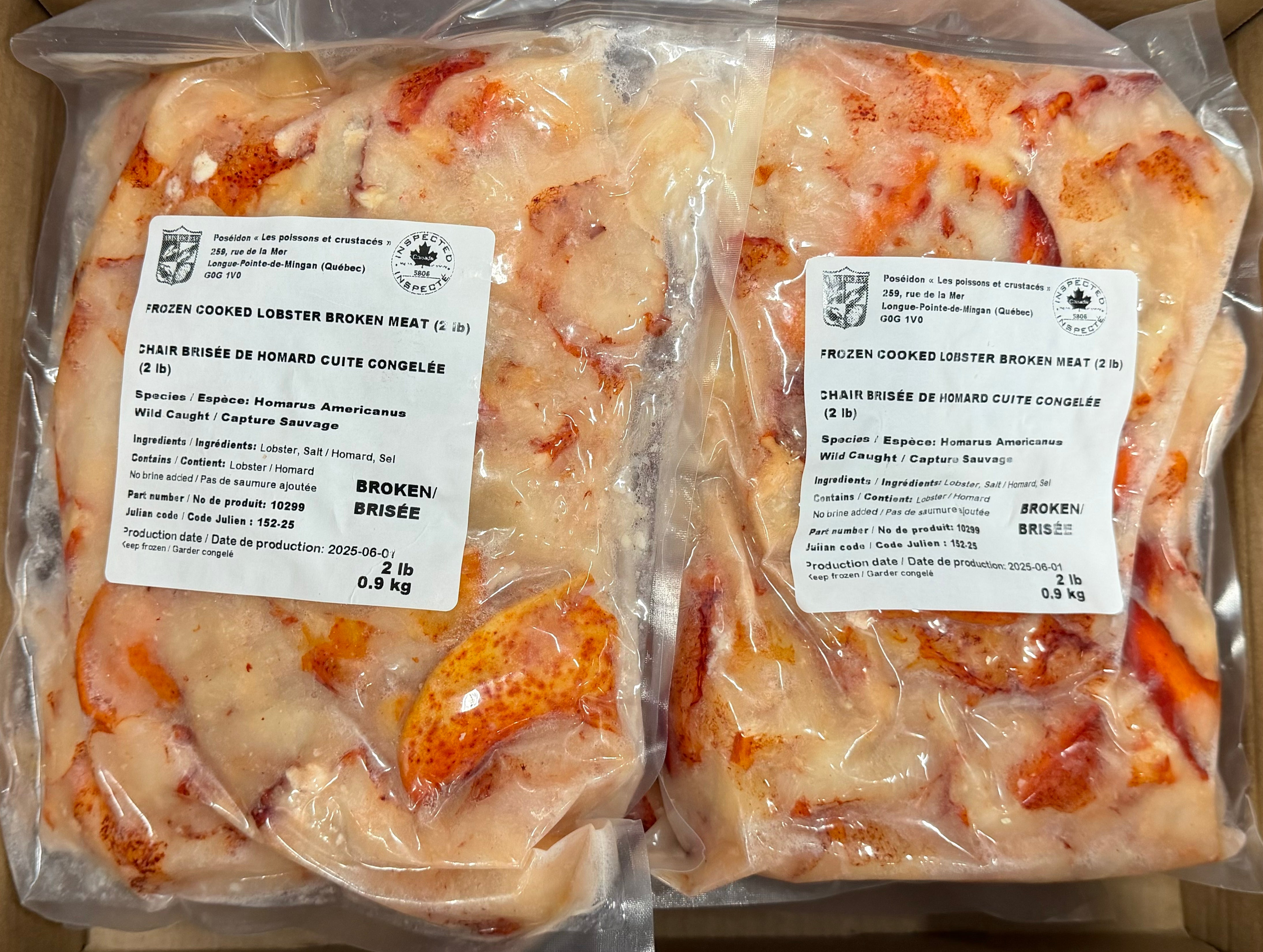 Lobster Meat, Broken, CK, Frozen, Canada, NW, 12 lb, 6 x 2 lb – Inter ...